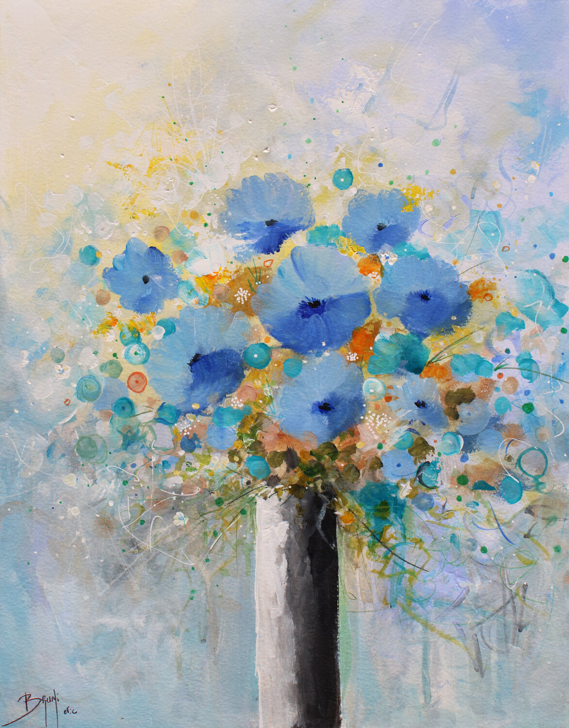 Bouquet de fleurs " Evasion " de Eric Bruni (2022) : Œuvre sur papier ...