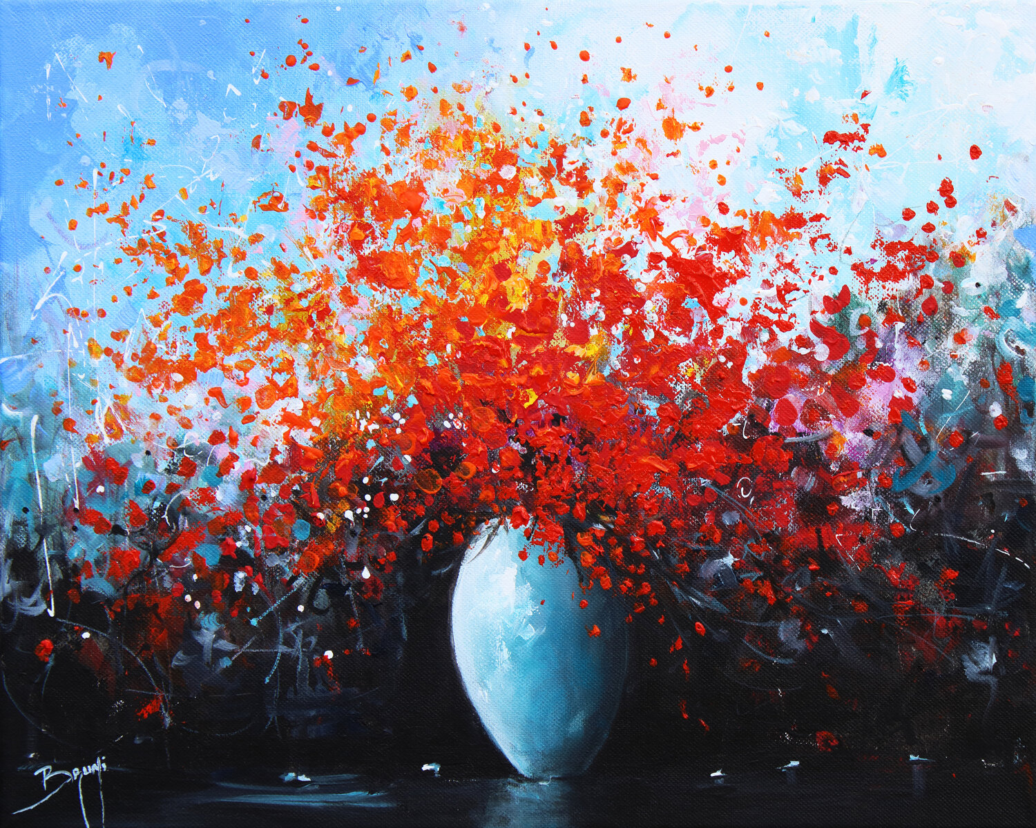 Bouquet rouge éclat by Eric Bruni (2023) : Painting Acrylic on Canvas ...