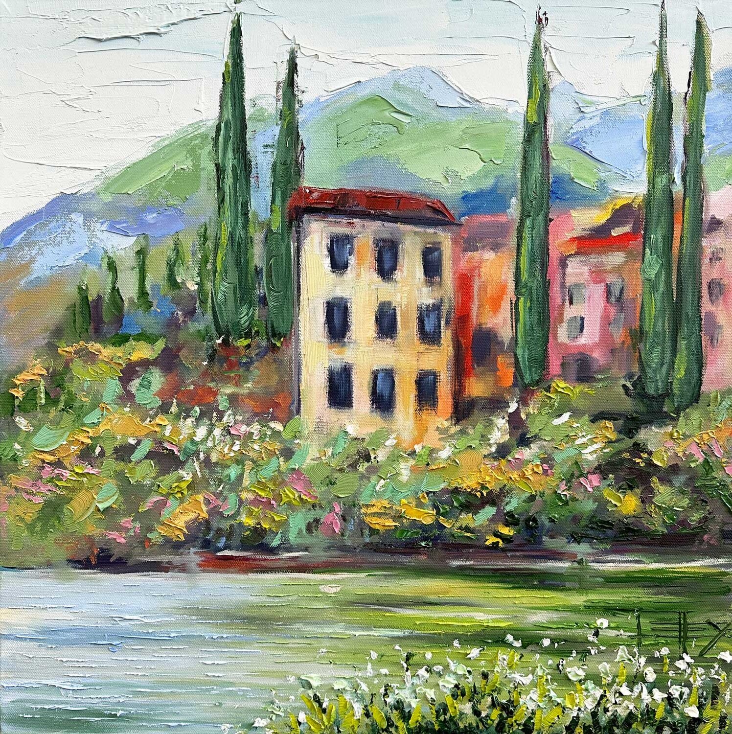 A Day in Lake Como de Lisa Elley (2023) : Peinture Acrylique, Huile sur ...