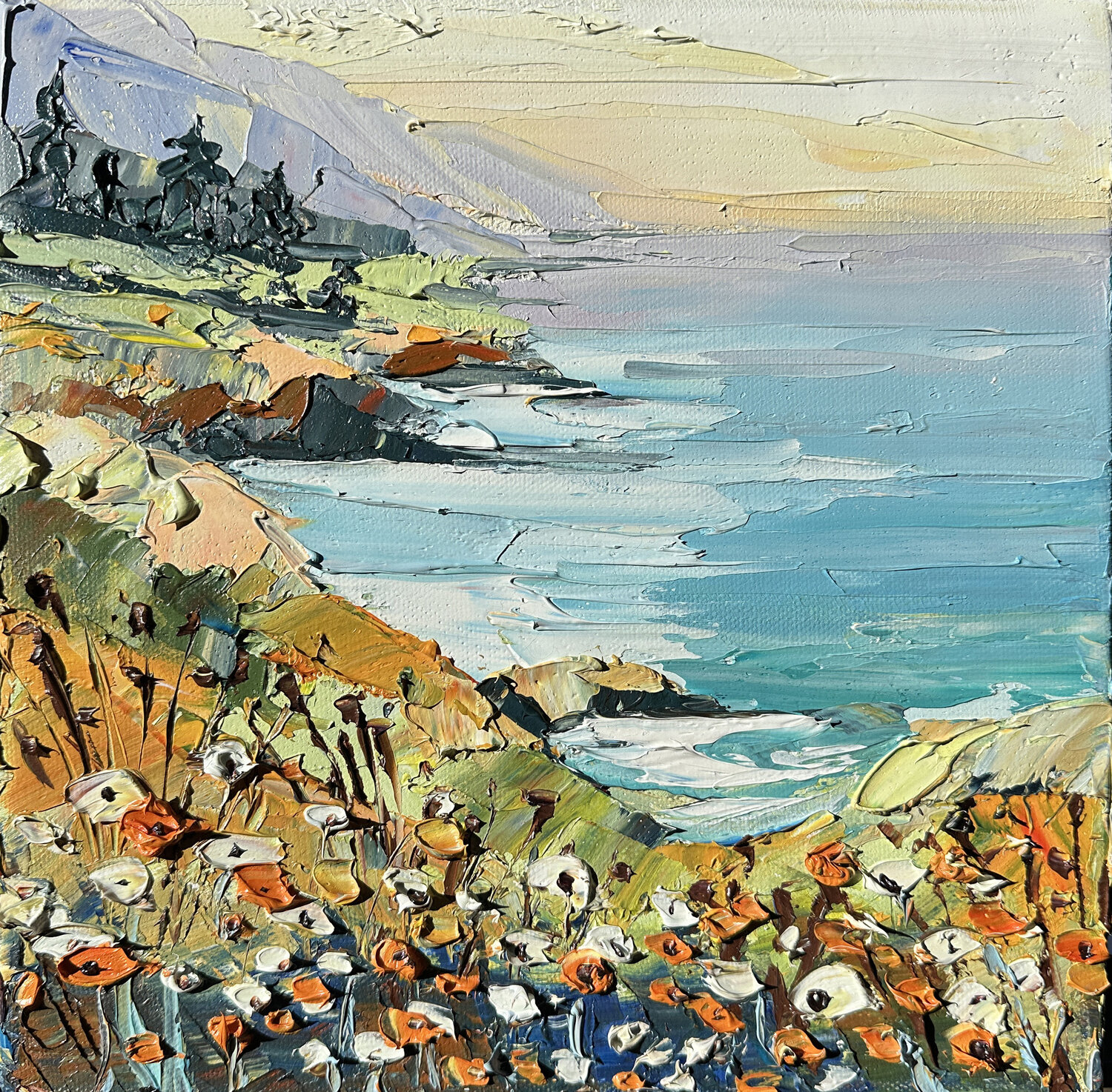 Misty Coast by Lisa Elley (2024) : Painting Oil on Canvas - Singulart