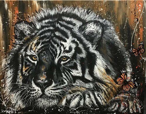 The pensive tiger by Fabienne Dagnet (2020) : Painting Acrylic, Spray ...