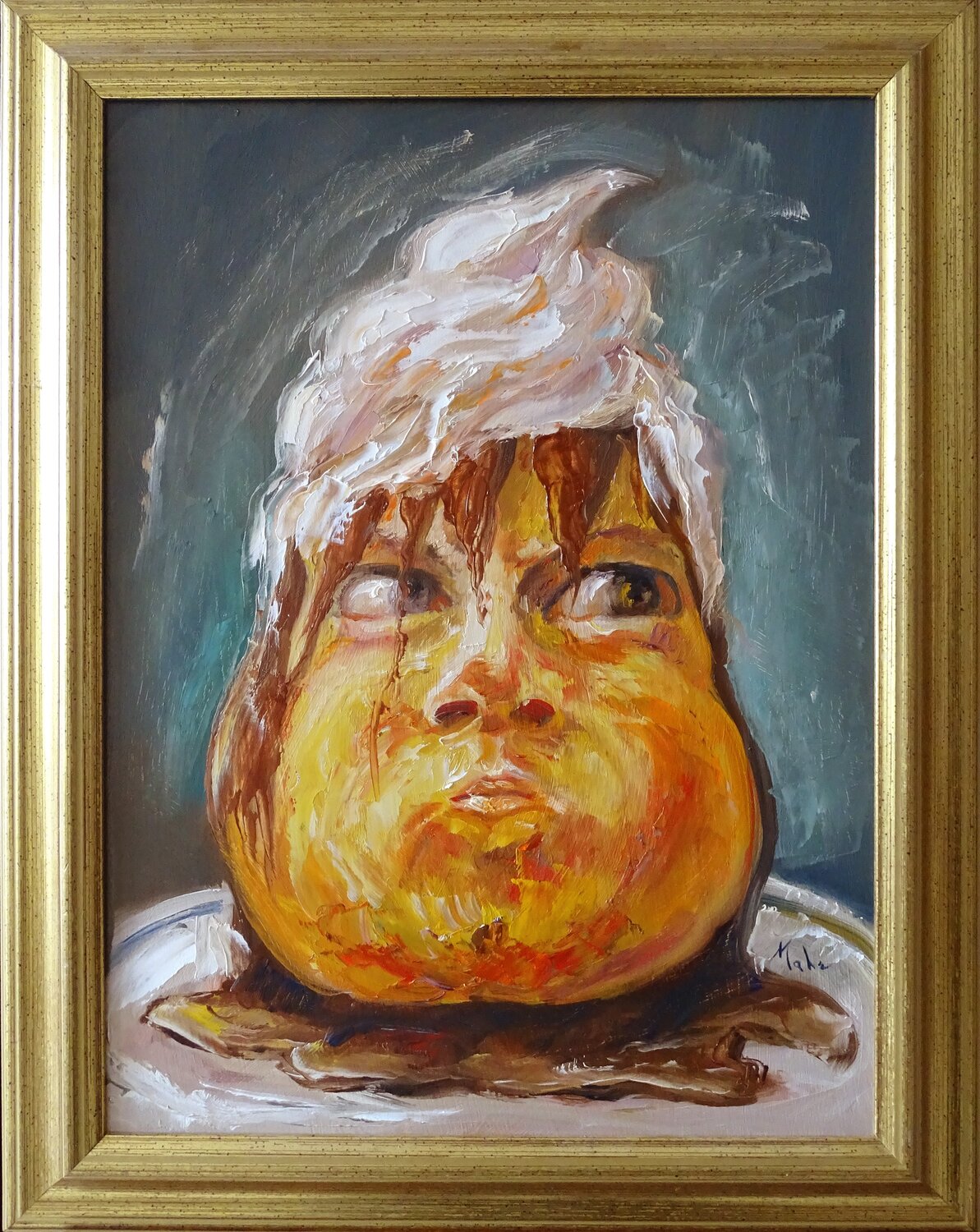 🍐 Poire Belle Hélène von Isabel Mahe (2021): Malerei Öl auf Holz ...