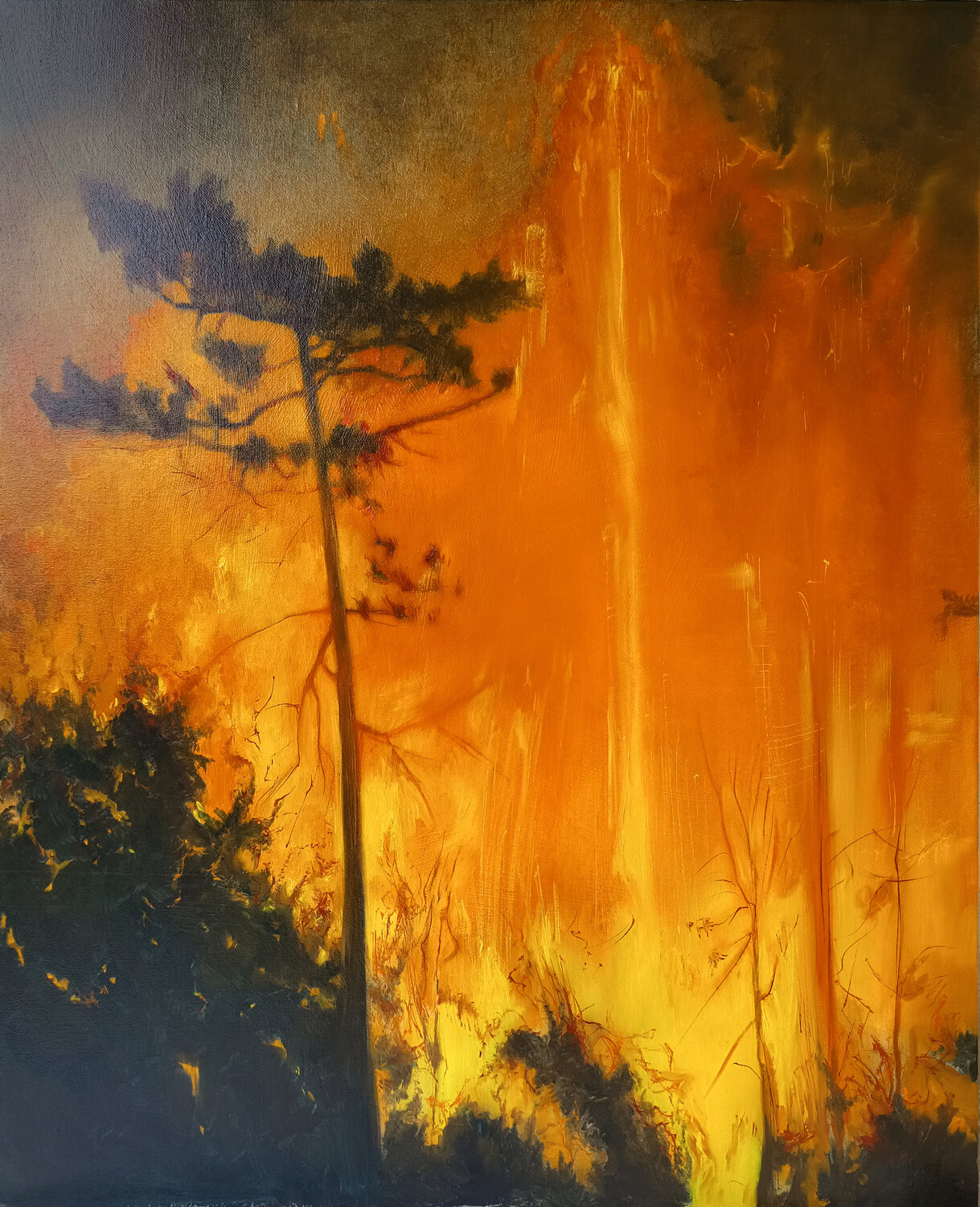 🔥Flambée d'Ambre 🔥Amber Blaze 🔥Bernstein Ausbruch de Isabel Mahe (2023) : Peinture Huile sur Lin ...