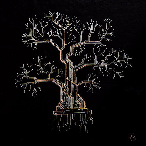 THE ANDROID ECOSYSTEM. TREE - conceptual tree on black background ...