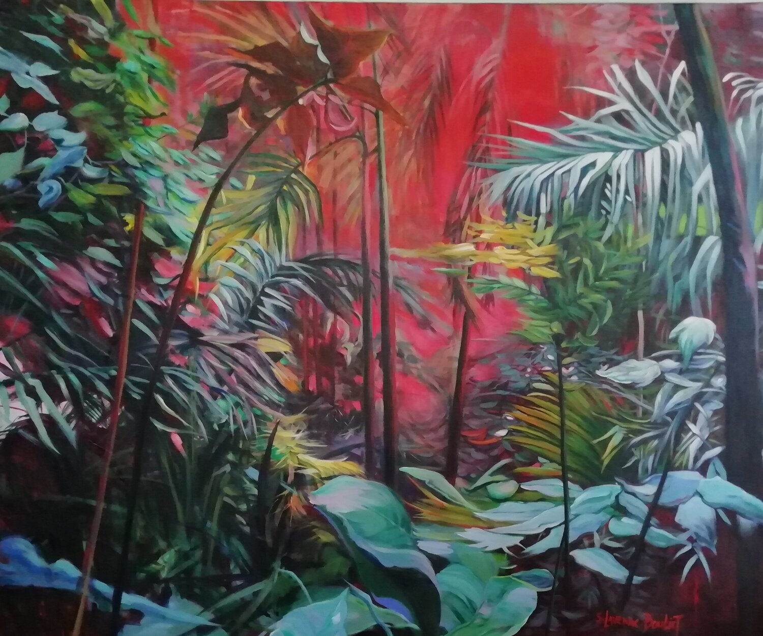 Jungle rouge by Sylvie Lavenac - Bouliet (2022) : Painting Acrylic on ...