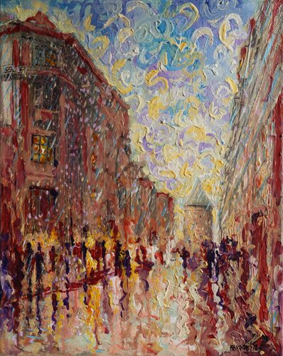 City Walk by Rakhmet Redzhepov (2026) : Painting Acrylic, Oil Pastel on ...
