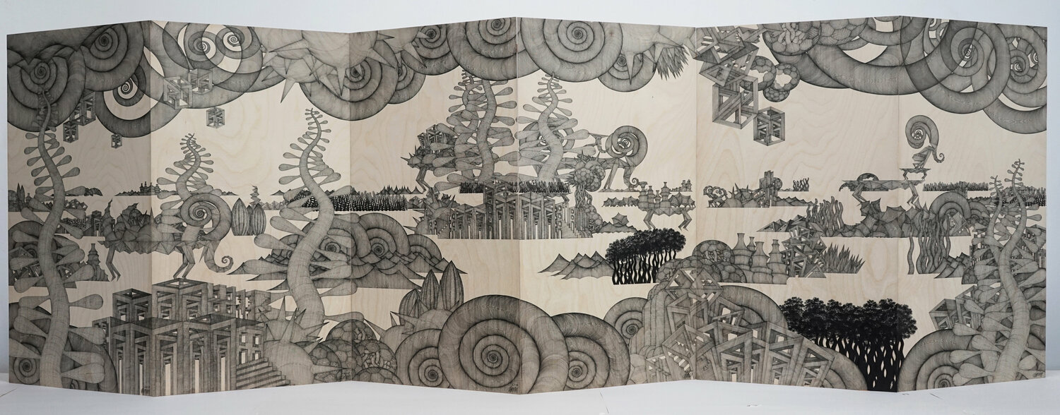 Journey to Nowhere #38 by Cheolyu Kim (2018) : Drawing Pen on Wood ...