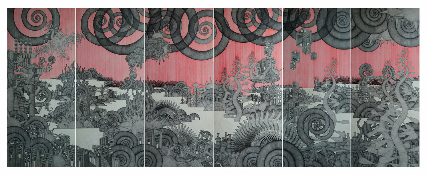 .Journey to Nowhere#60 by Cheolyu Kim (2020) : Drawing Pen on Wood ...