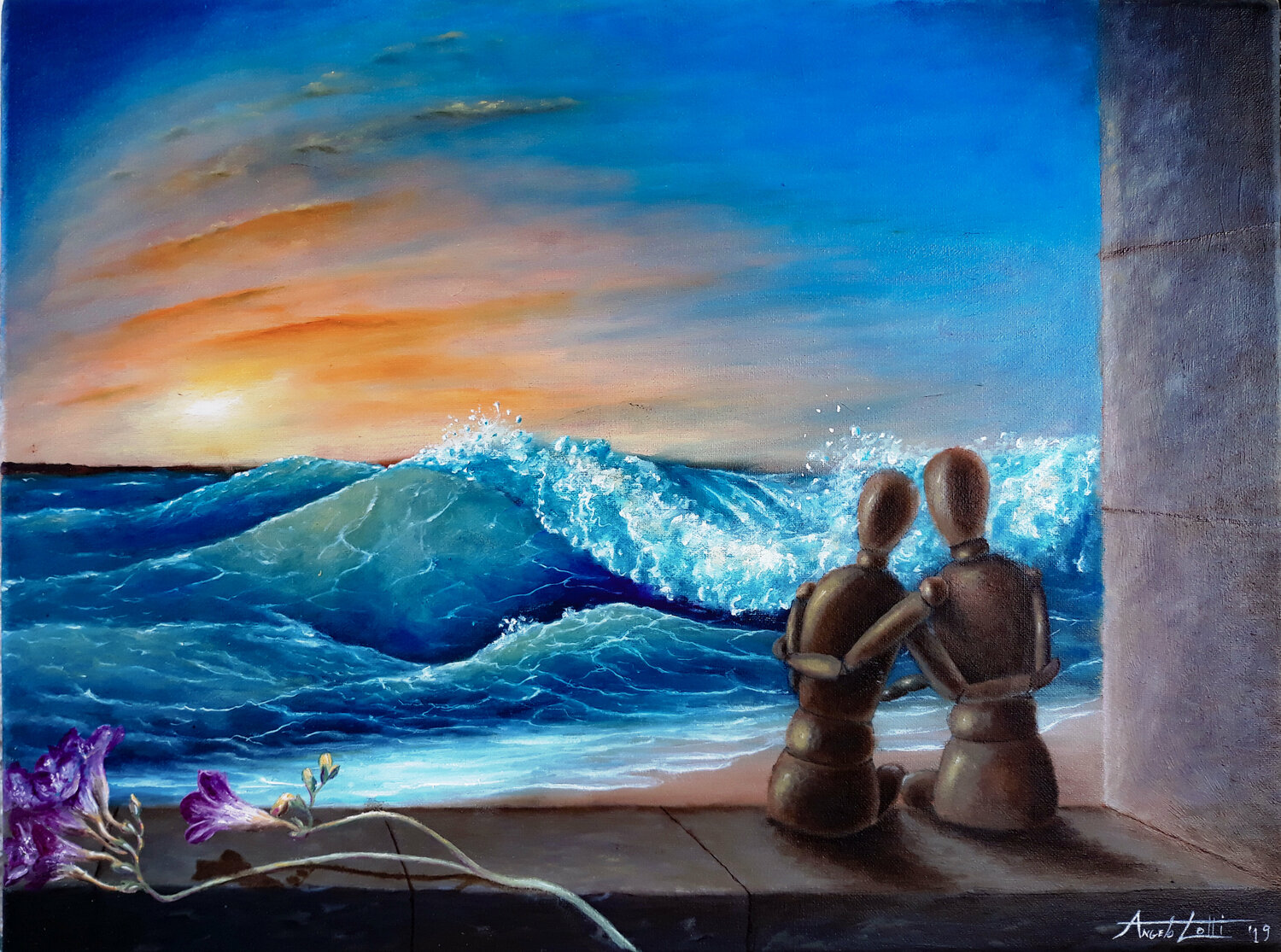 Gli amanti by Angelo Lotti (2019) : Painting Oil on Canvas - Singulart