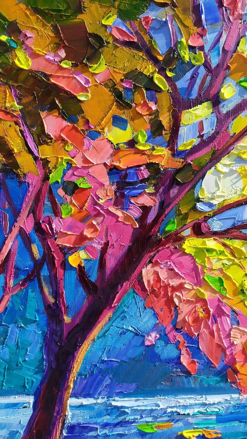 Golden season tree by Vanya Georgieva (2022) : Painting Oil on Linen - Singulart