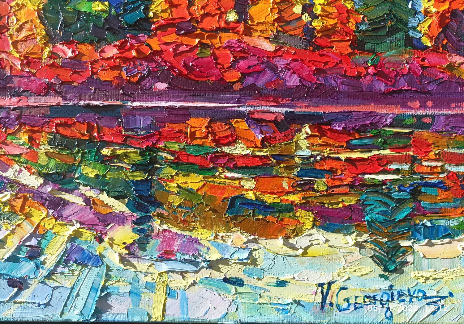 Golden colours in the Mountain by Vanya Georgieva (2023) : Painting Oil on Linen - Singulart