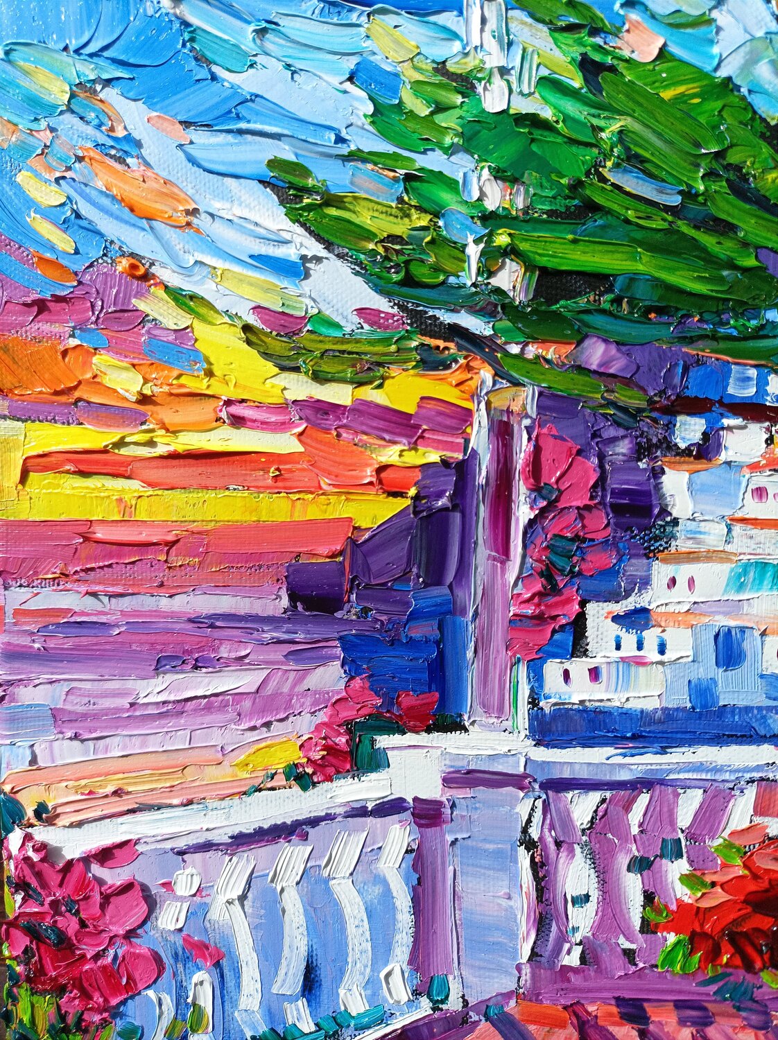 Terrace in Positano by Vanya Georgieva (2024) : Painting Oil on Canvas - Singulart