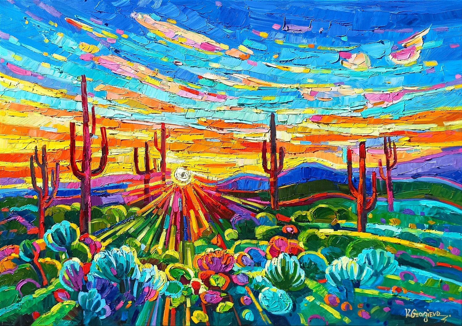Great light in Arizona /Arizona sunset 6 by Vanya Georgieva (2023) : Painting Oil on Canvas ...