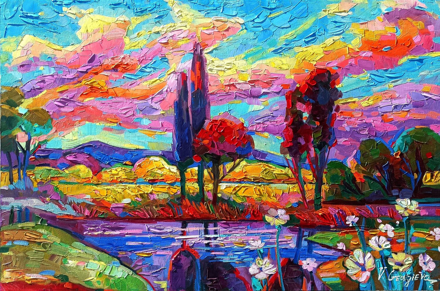 Rainbow Landscape Painting