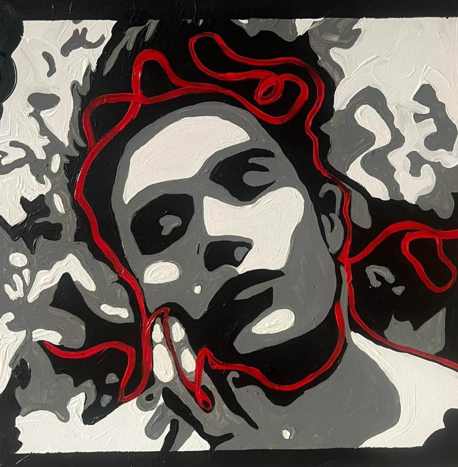 RED STRIPE #2 von Elisa Bonotti (2022): Malerei Acryl, Tinte auf ...