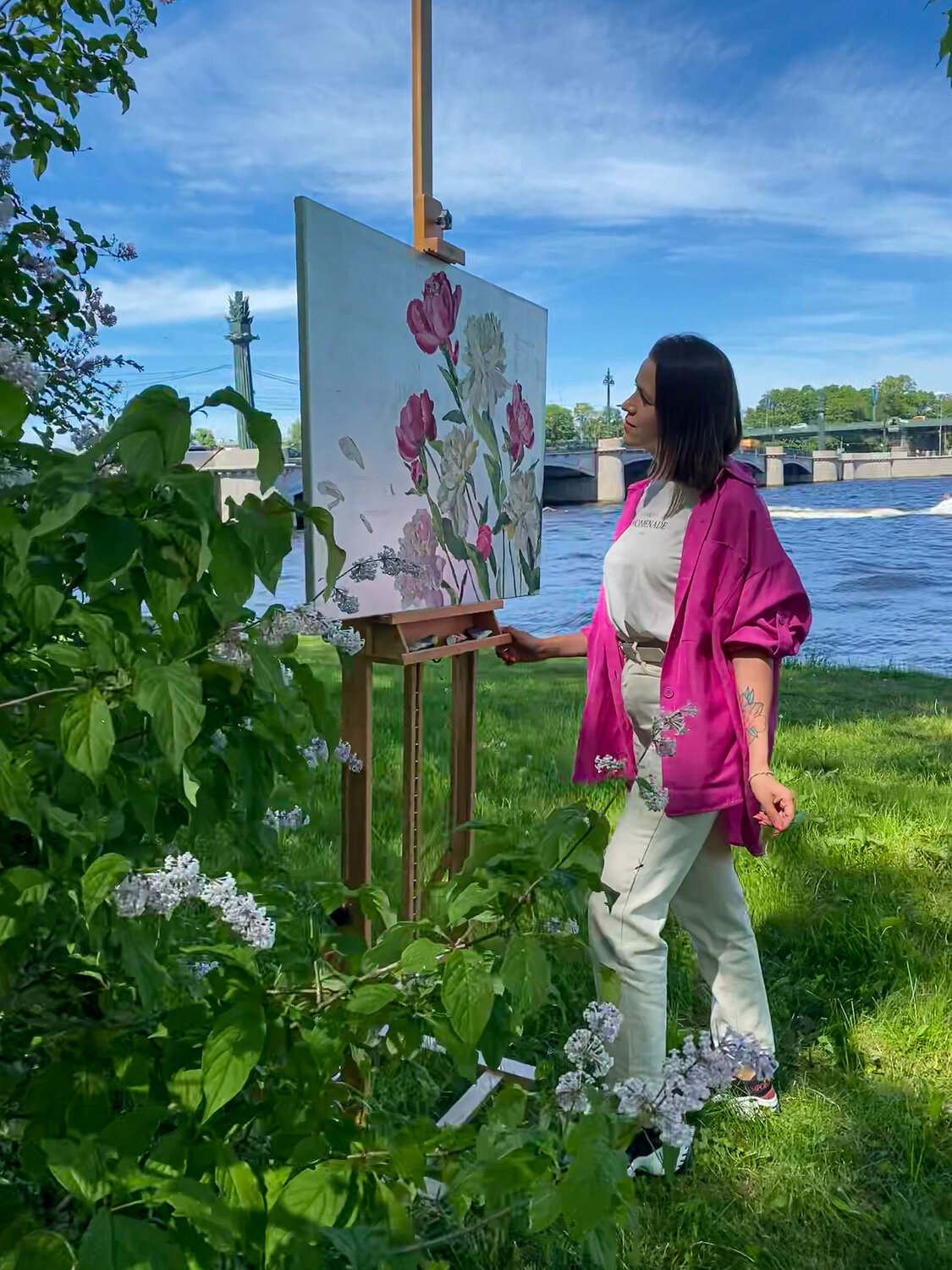 Oil painting Delicate White and Pink peonies by Diana Timchenko (2021 ...