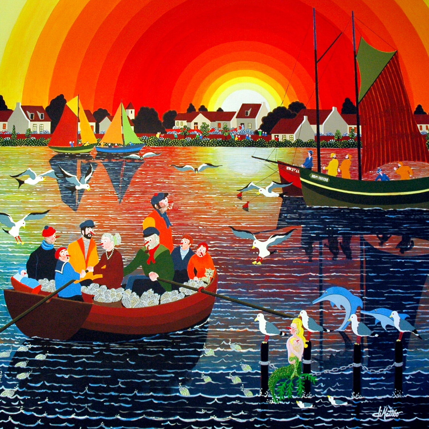 Retour de pêche by Henri DI MATTEO (2015) : Painting Acrylic on Linen ...