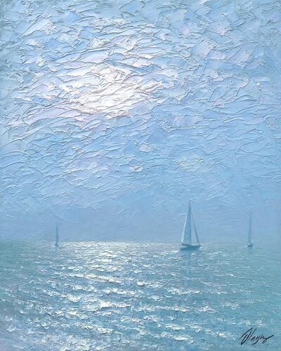 Silver sea by Dmitry Oleyn (2023) : Painting Oil on Canvas - Singulart