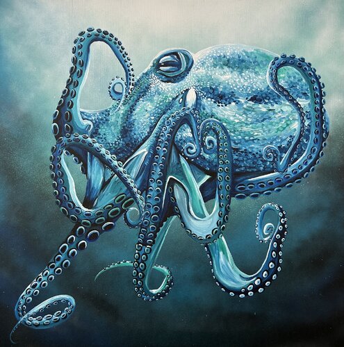 Blue Octopus Painting