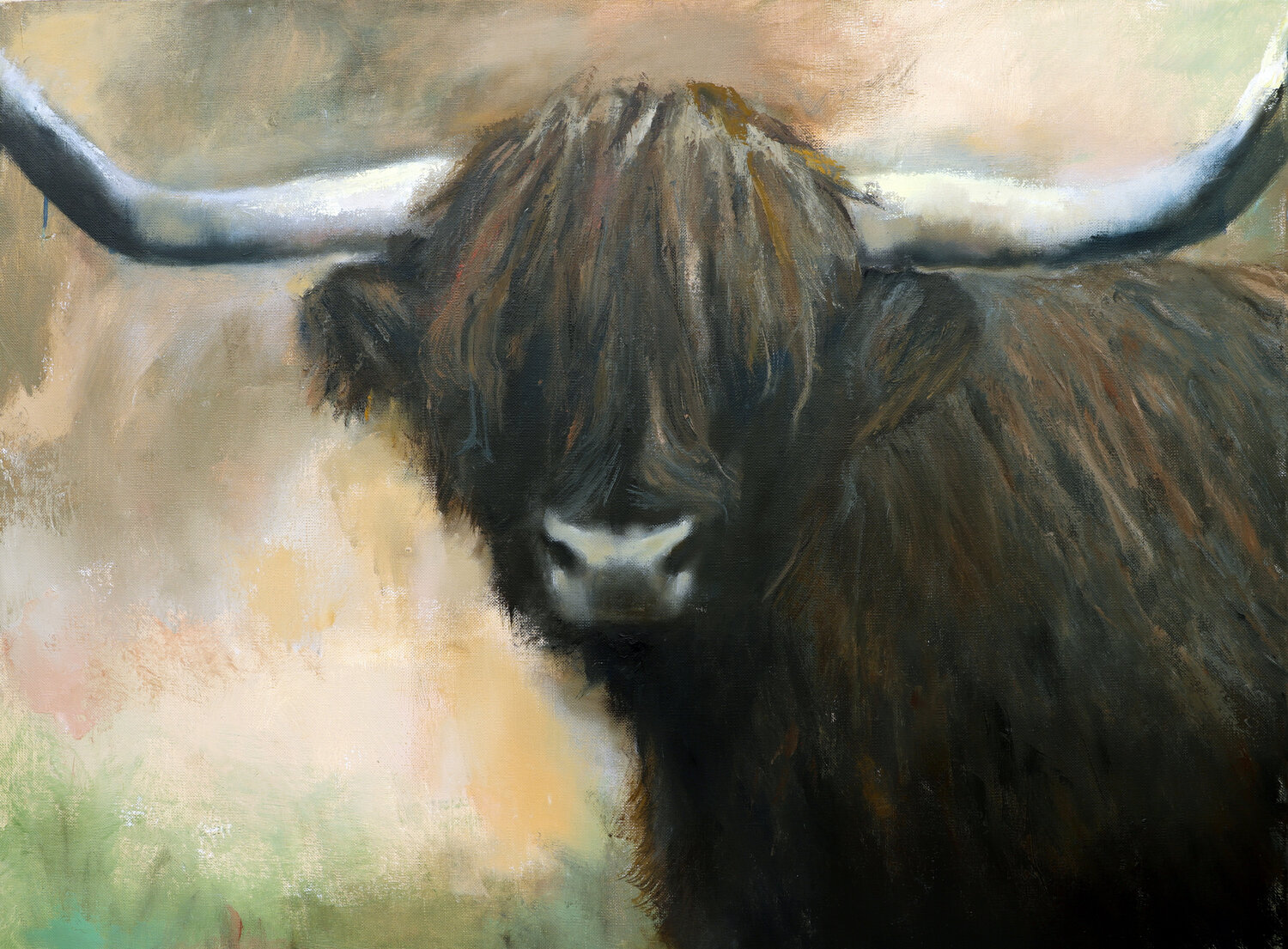 Scottish Highland Cow Portrait by Anna Lubchik (2023) : Painting Oil on ...