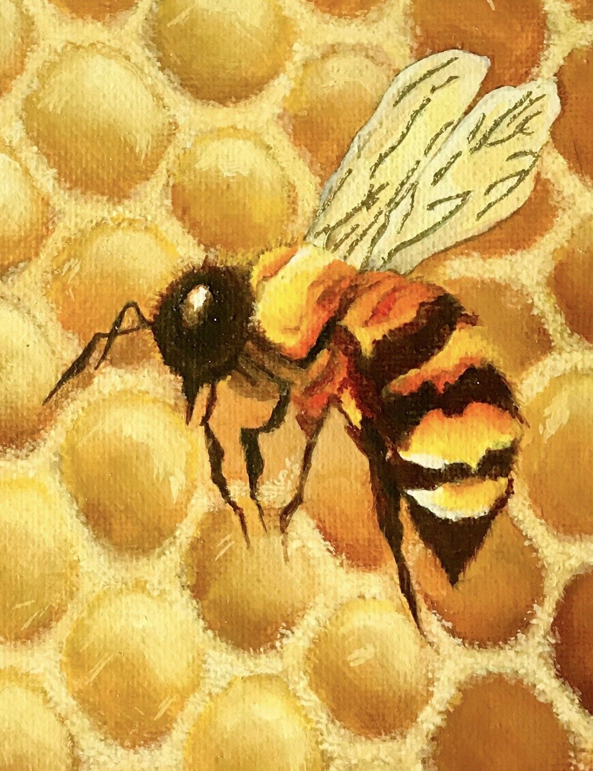 Bee. Honeycomb by Lana Bran (2020) : Painting Oil, Gilding on Canvas ...