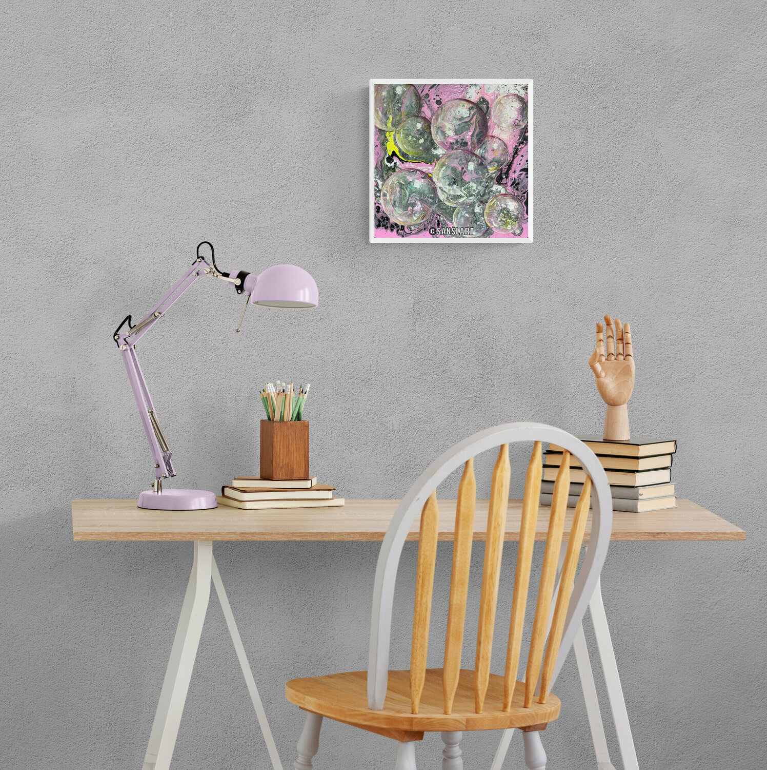 Bubbles in pink von Sandra Lederer (2021): Malerei Acryl, Buntstift auf ...