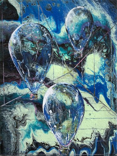 Kleine Ballons by Sandra Lederer (2021) : Painting Acrylic, Colored ...