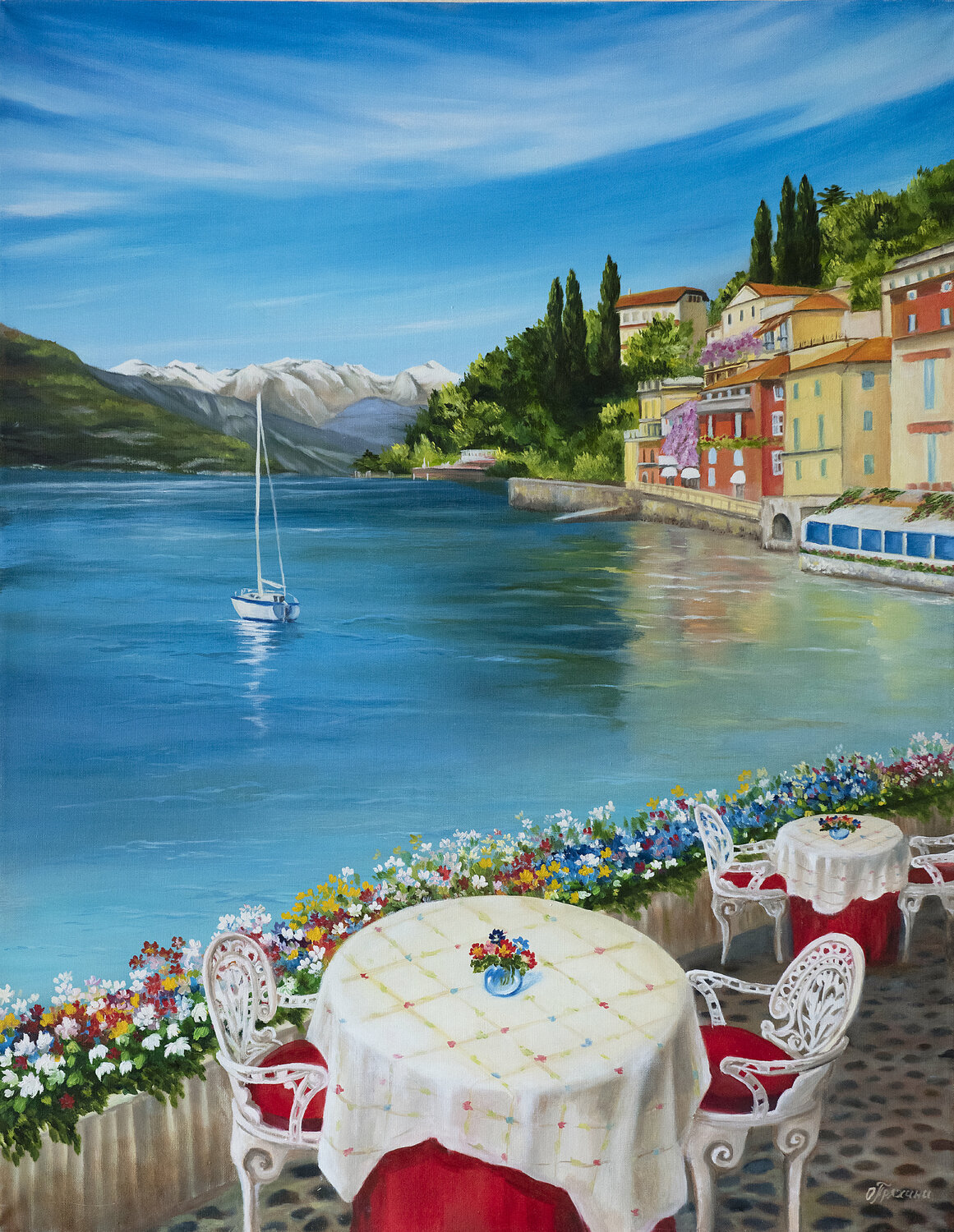 Lake Como in Italy by Olga Pryakhina (2020) : Painting Oil on Canvas - Singulart