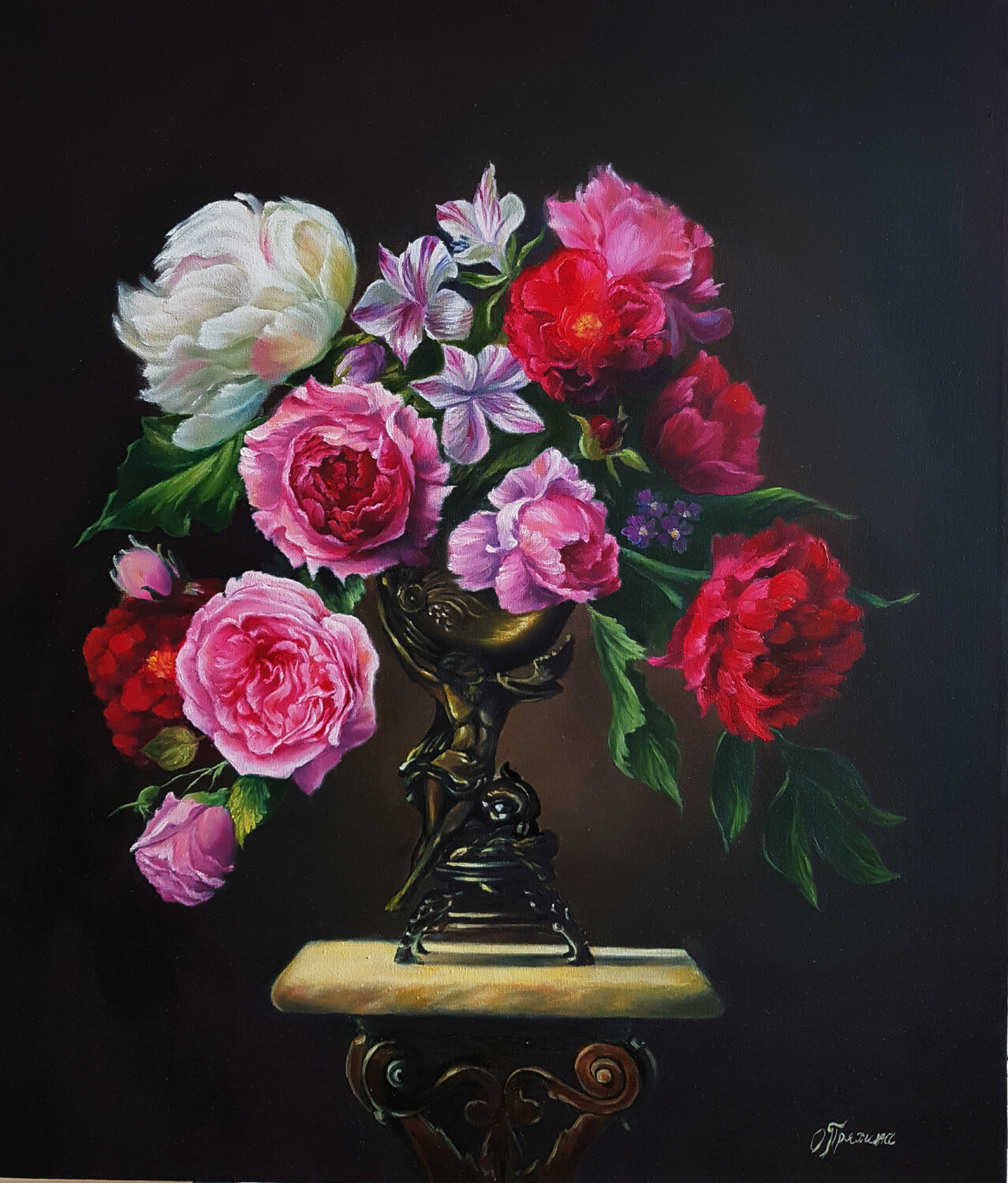 Roses Peonies Orchids by Olga Pryakhina (2020) : Painting Oil on Canvas - Singulart