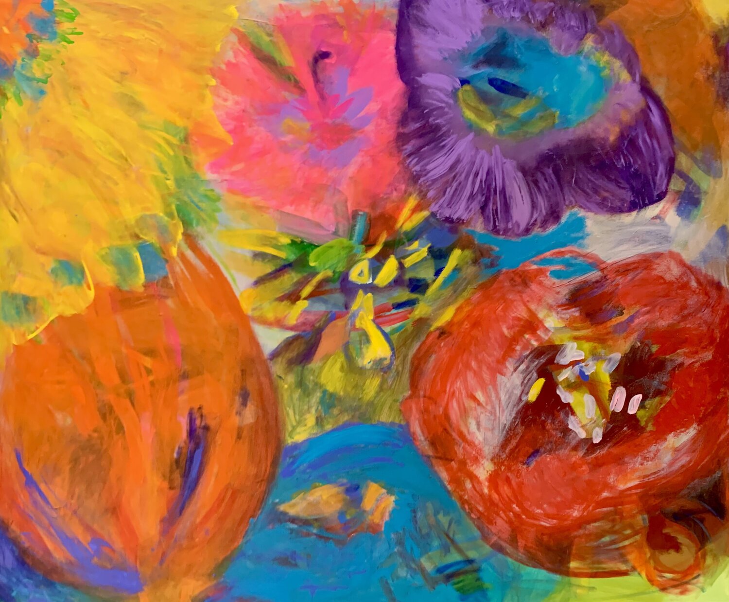 Power flowers von Anne Samson (2024): Malerei Acryl auf Leinwand ...