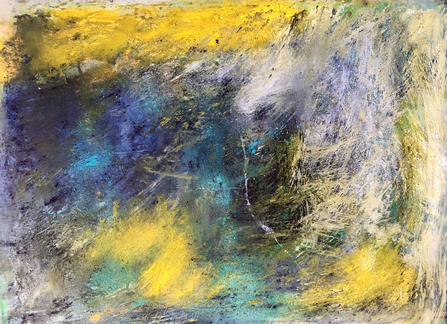yellow grey turquoise by Anne Samson (2022) : Painting Acrylic, India ...