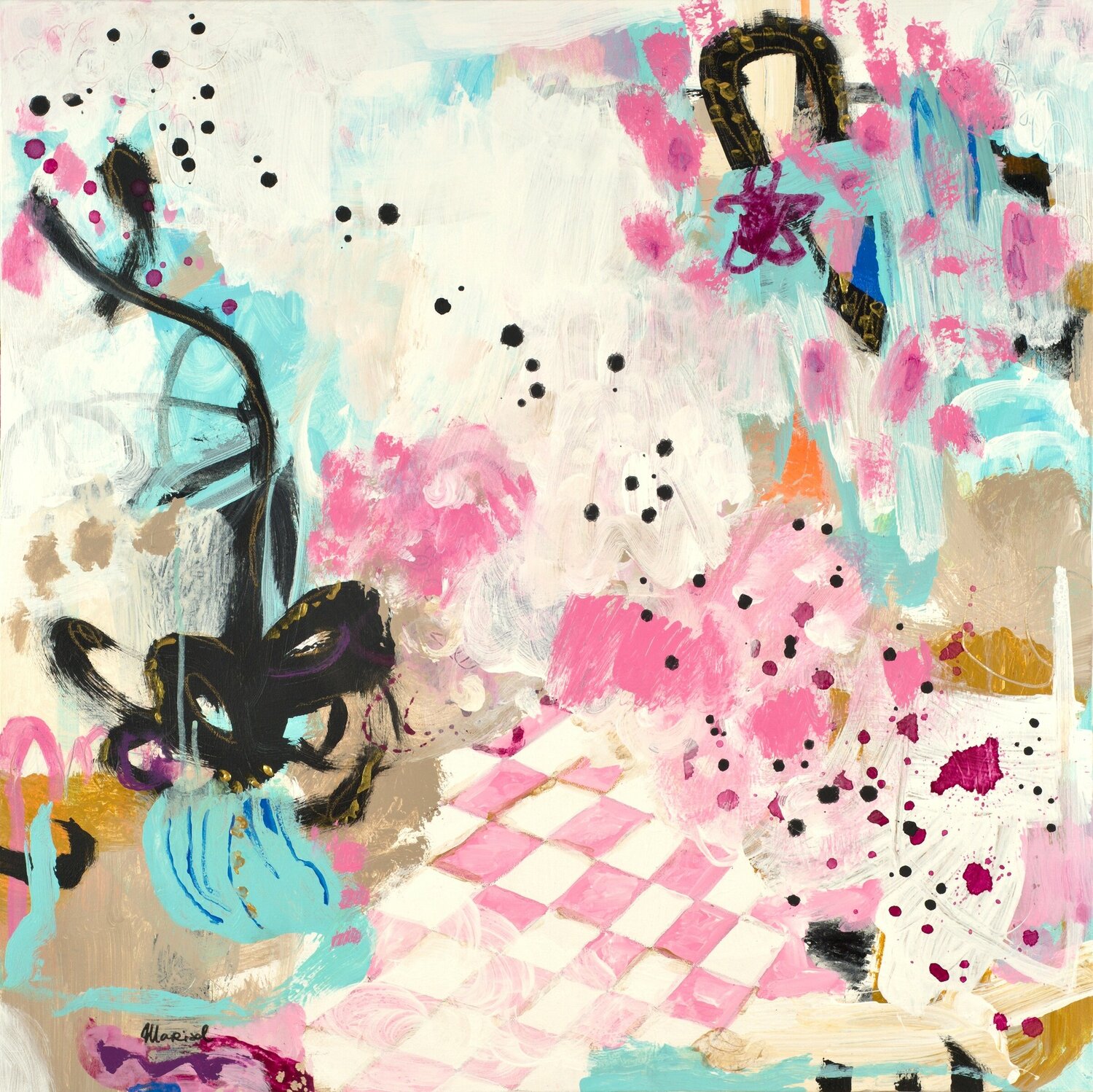 Masquerade by Marisol Evora (2022) : Painting Acrylic, Oil Pastel on ...