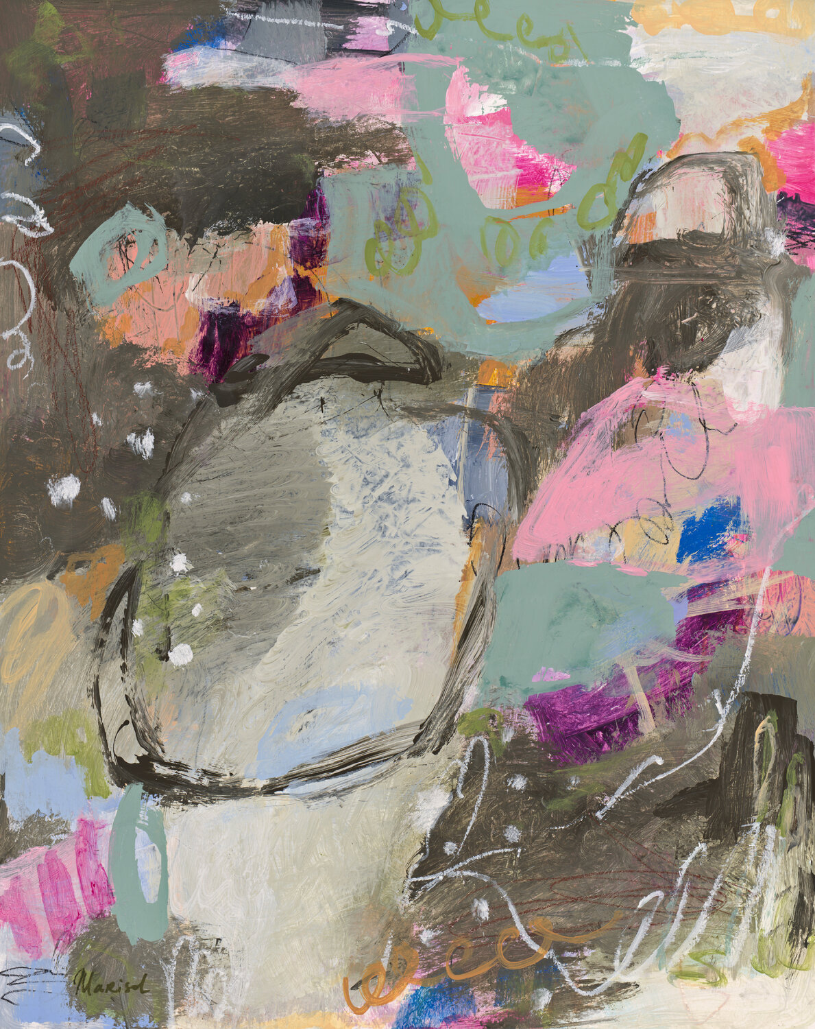 Going around by Marisol Evora (2022) : Painting Acrylic, Oil Pastel on ...