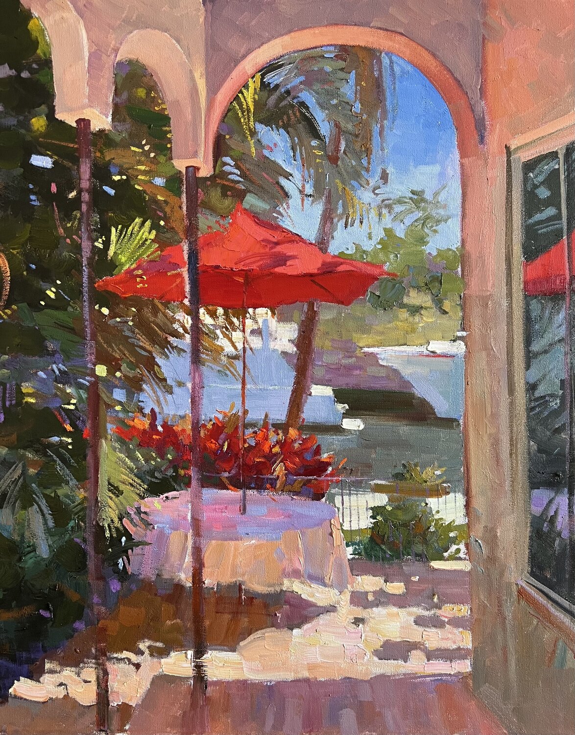 Red Umbrella by Irene Sheri (2022) : Painting Oil on Canvas - Singulart