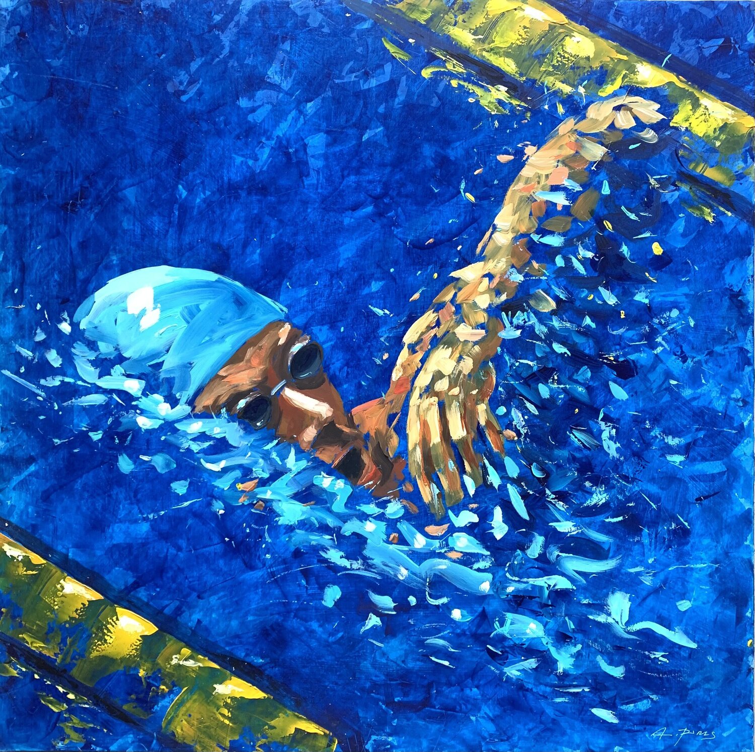 THE SWIMMER de Alessandro Piras (2017) : Peinture Acrylique sur Bois ...