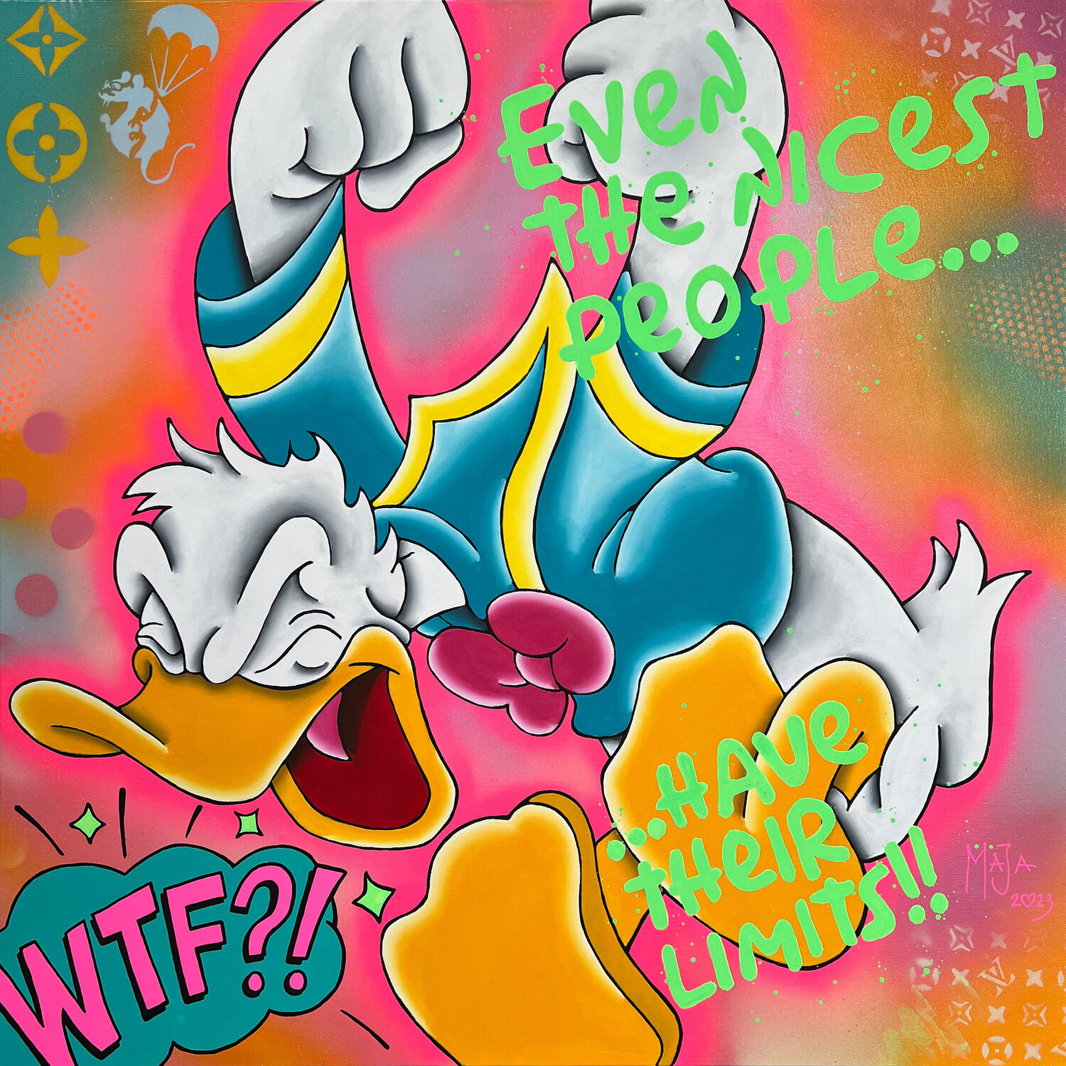 WTF by Donald Duck! von Mario MAJA Stroitz (2023): Malerei Acryl ...