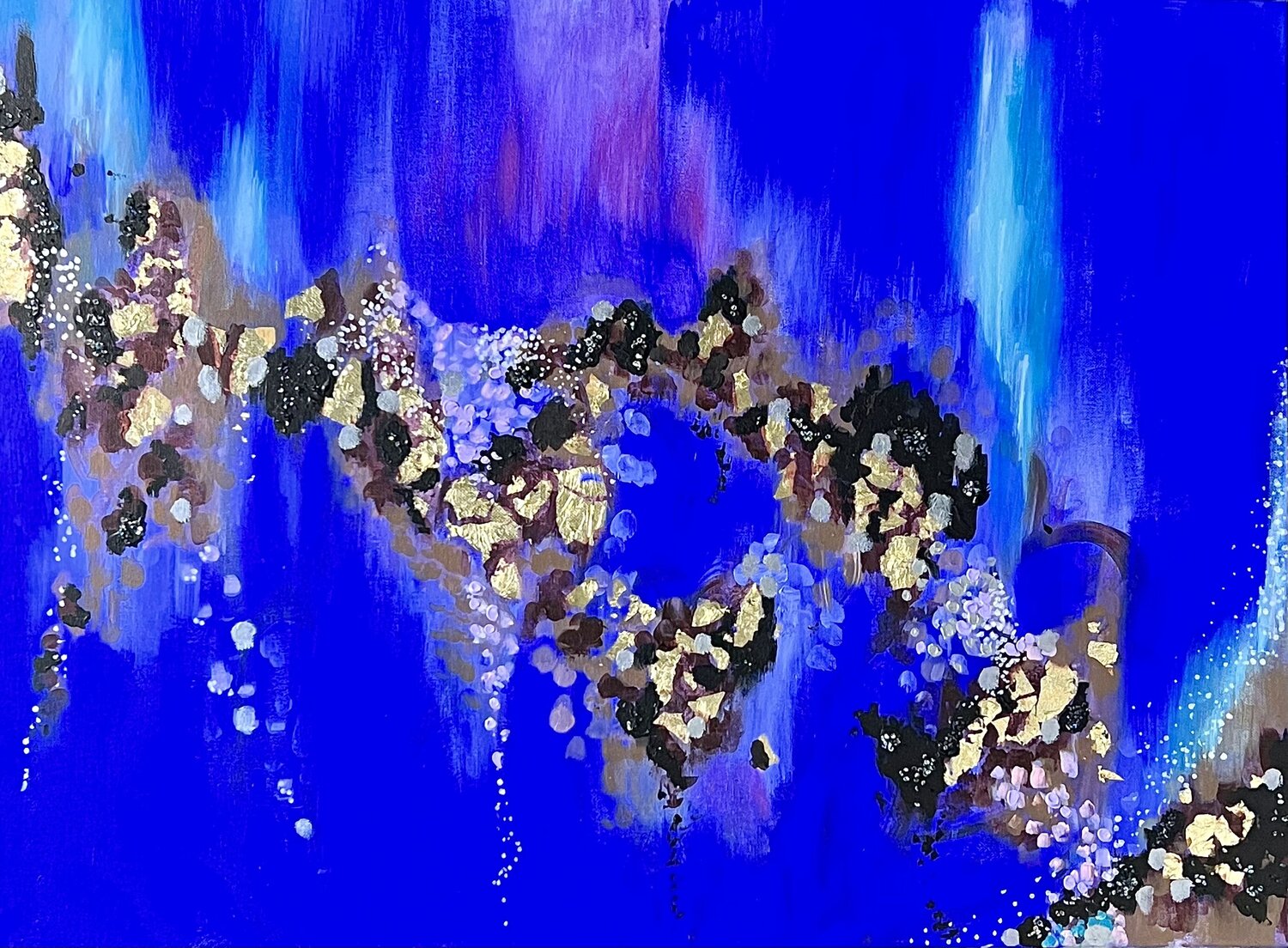 Aurora Borealis (Northern Lights) ,Large painting with Golden leaf by ...