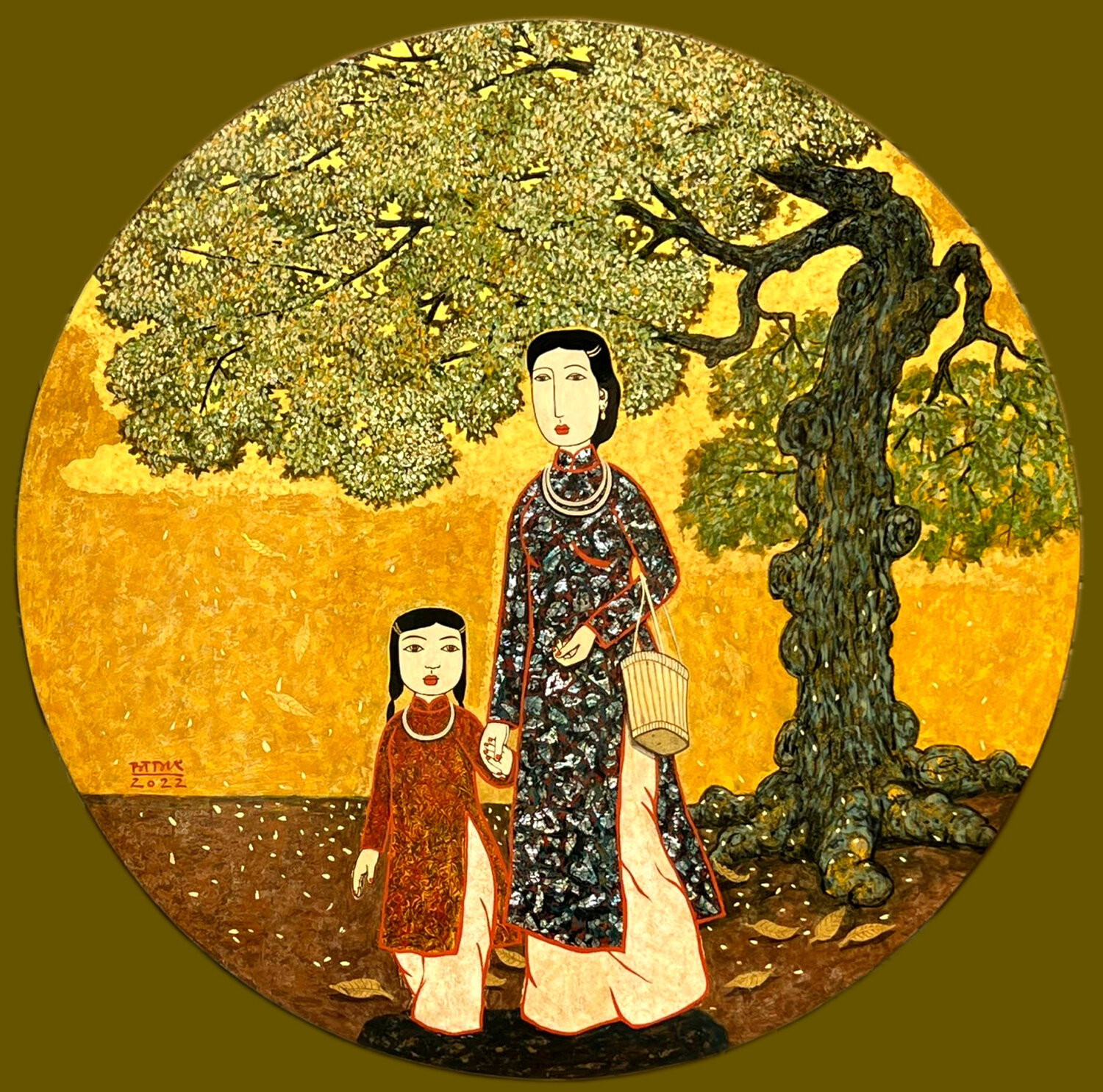 Autumn Hanoi by Bui Trong Du (2022) : Painting Lacquer on Wood - Singulart