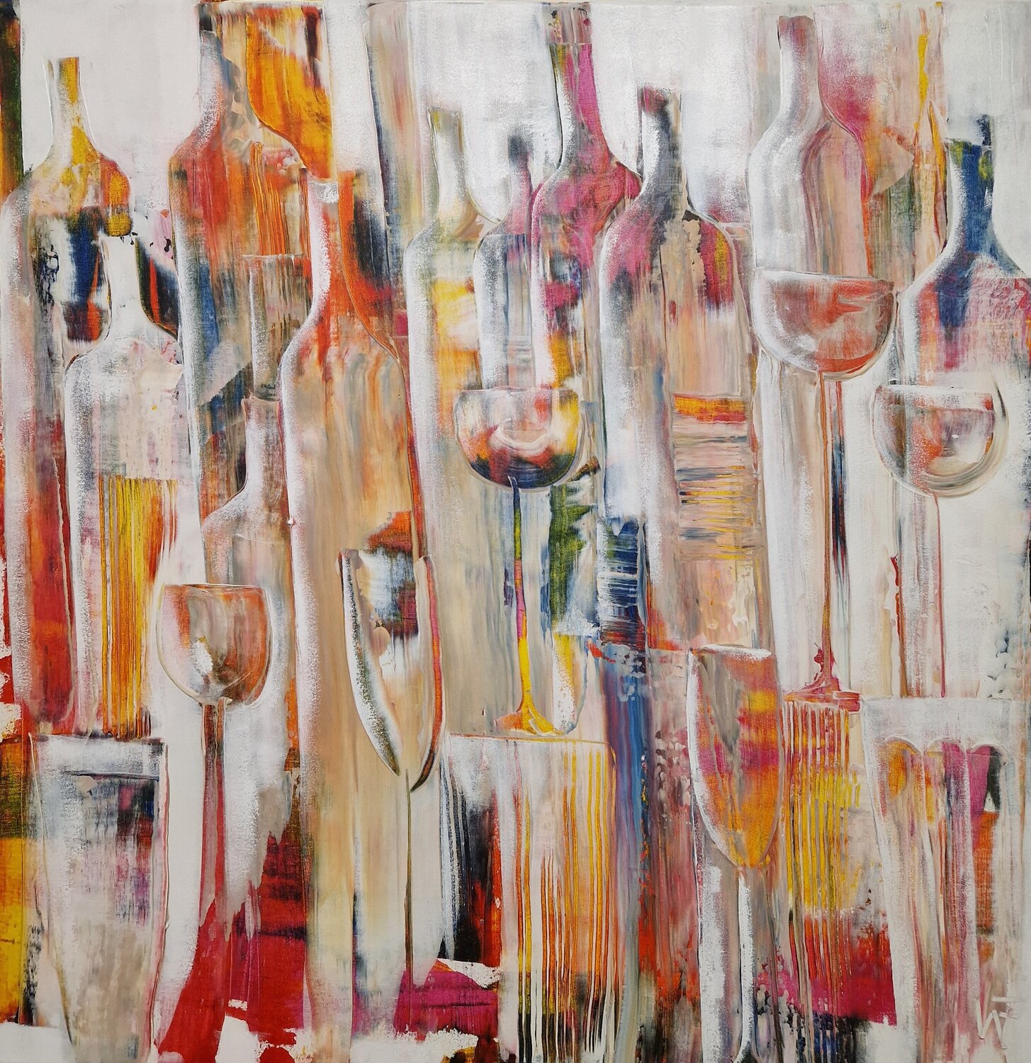Abstract Paintings Of Wine Bottles