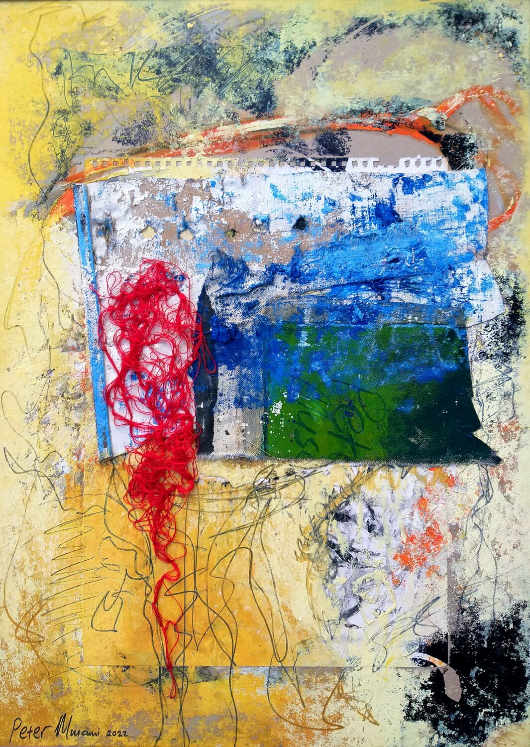 Mavanga/ Scars VII by Peter Musami (2022) : Work on Paper Oil, Ink on ...