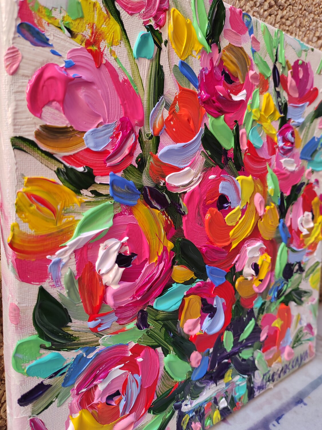 Summer flowers in vase von Aliaksandra Tsesarskaya (2023): Malerei ...