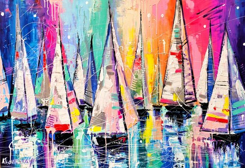 Abstract Sailboat Painting