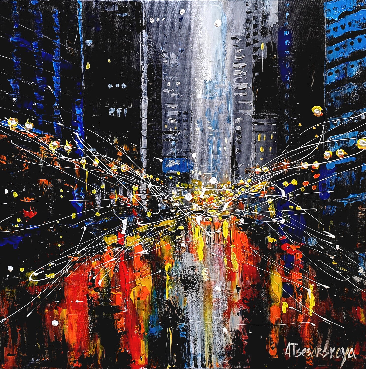 Abstract Expressionist Cityscape Night Paintings