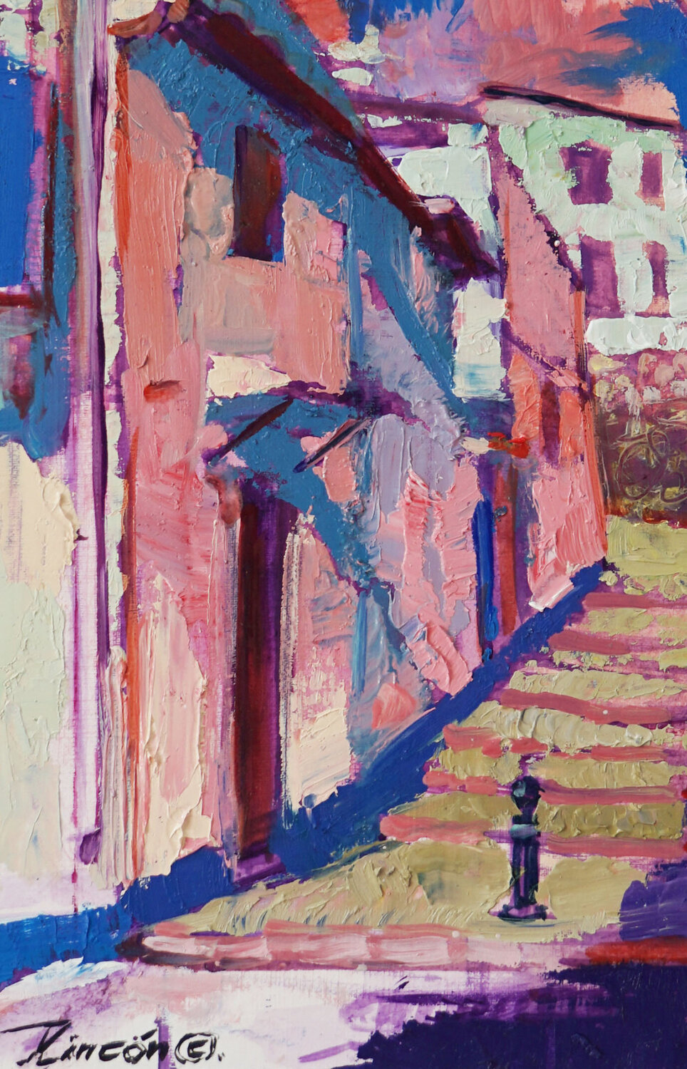 Calle peatonal by Luis Rincon (2022) : Painting Oil on Canvas - SINGULART