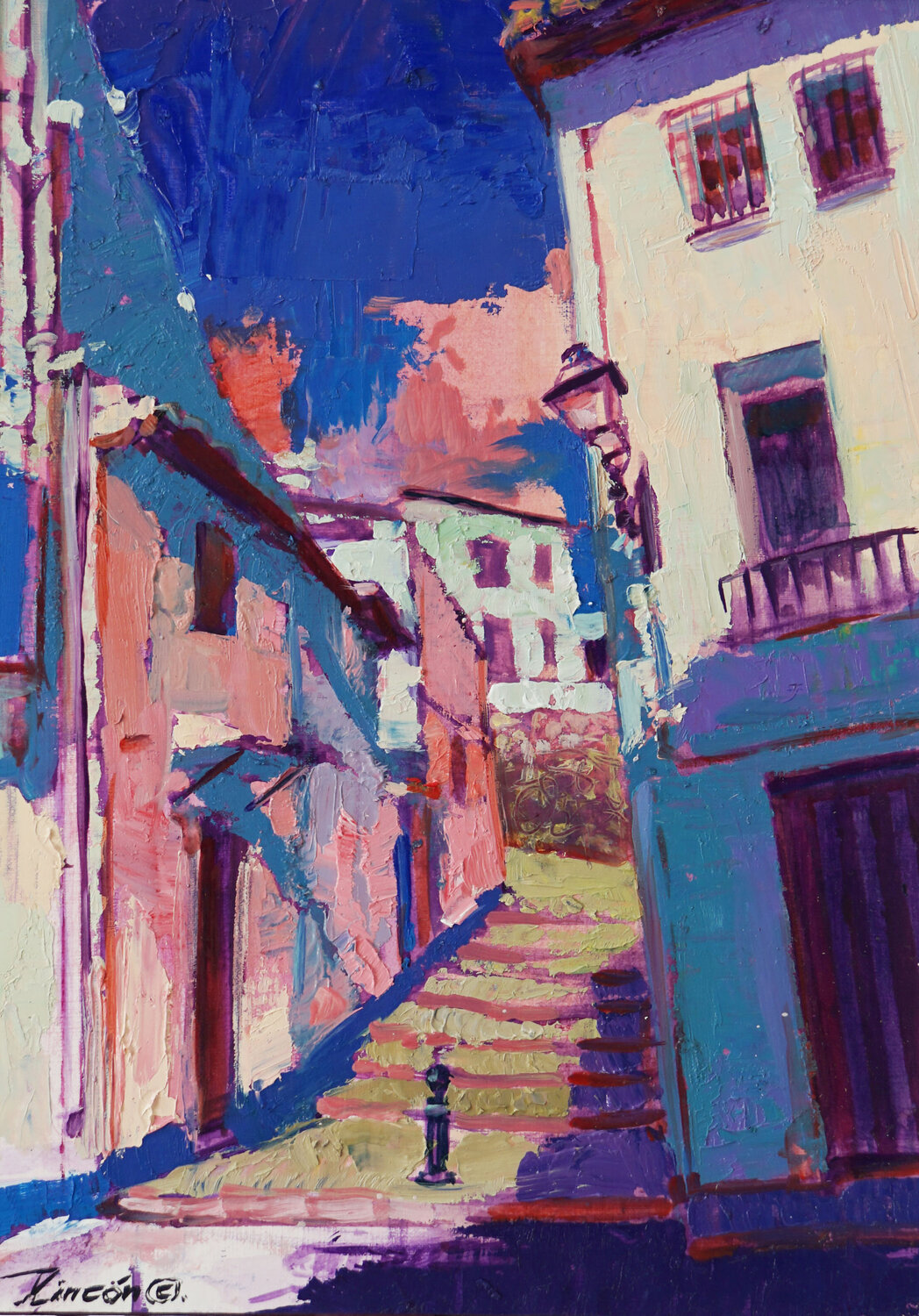 Calle peatonal by Luis Rincon (2022) : Painting Oil on Canvas - SINGULART