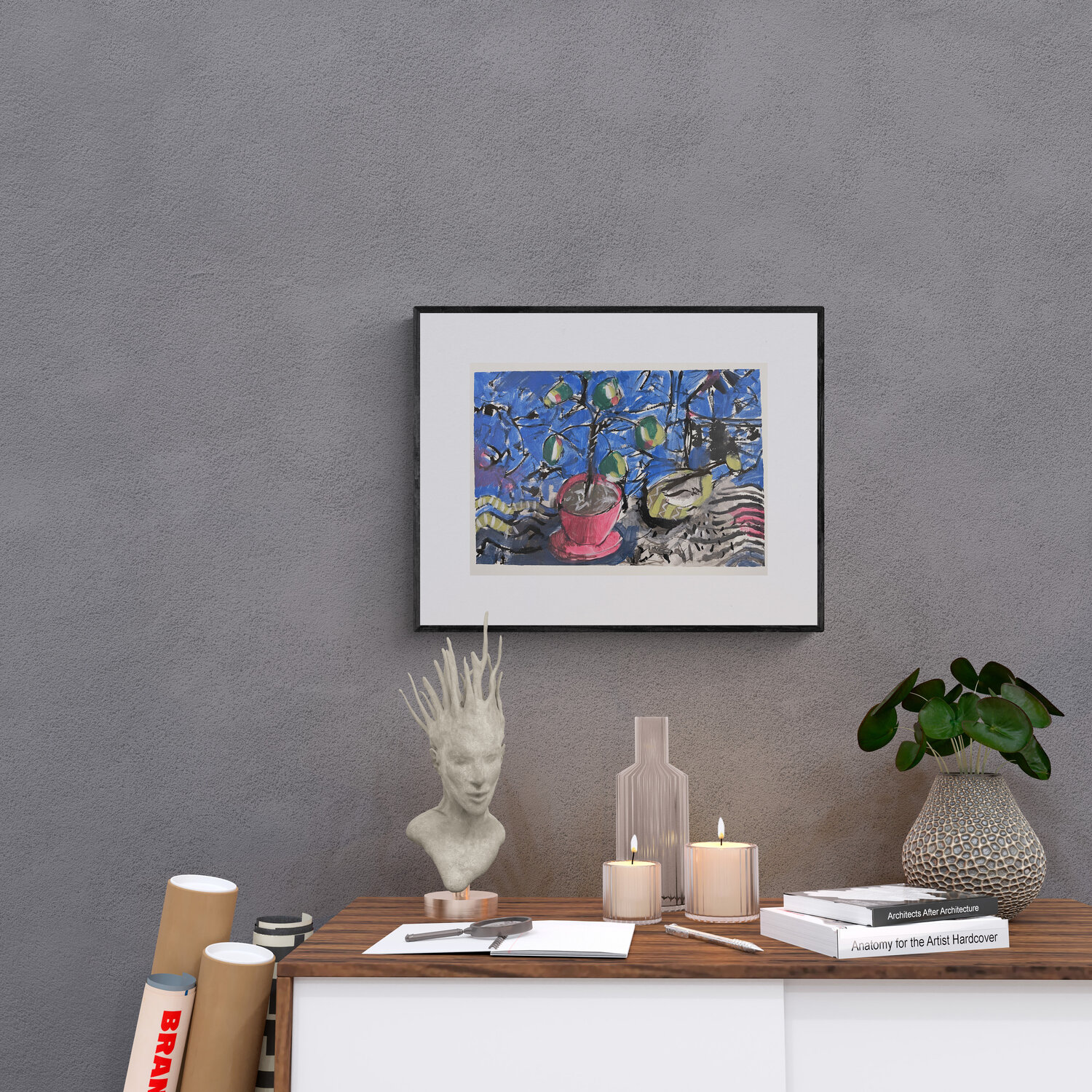 The Pink Flower Pot von Ragnar Hólm Ragnarsson (2023): Malerei Acryl ...