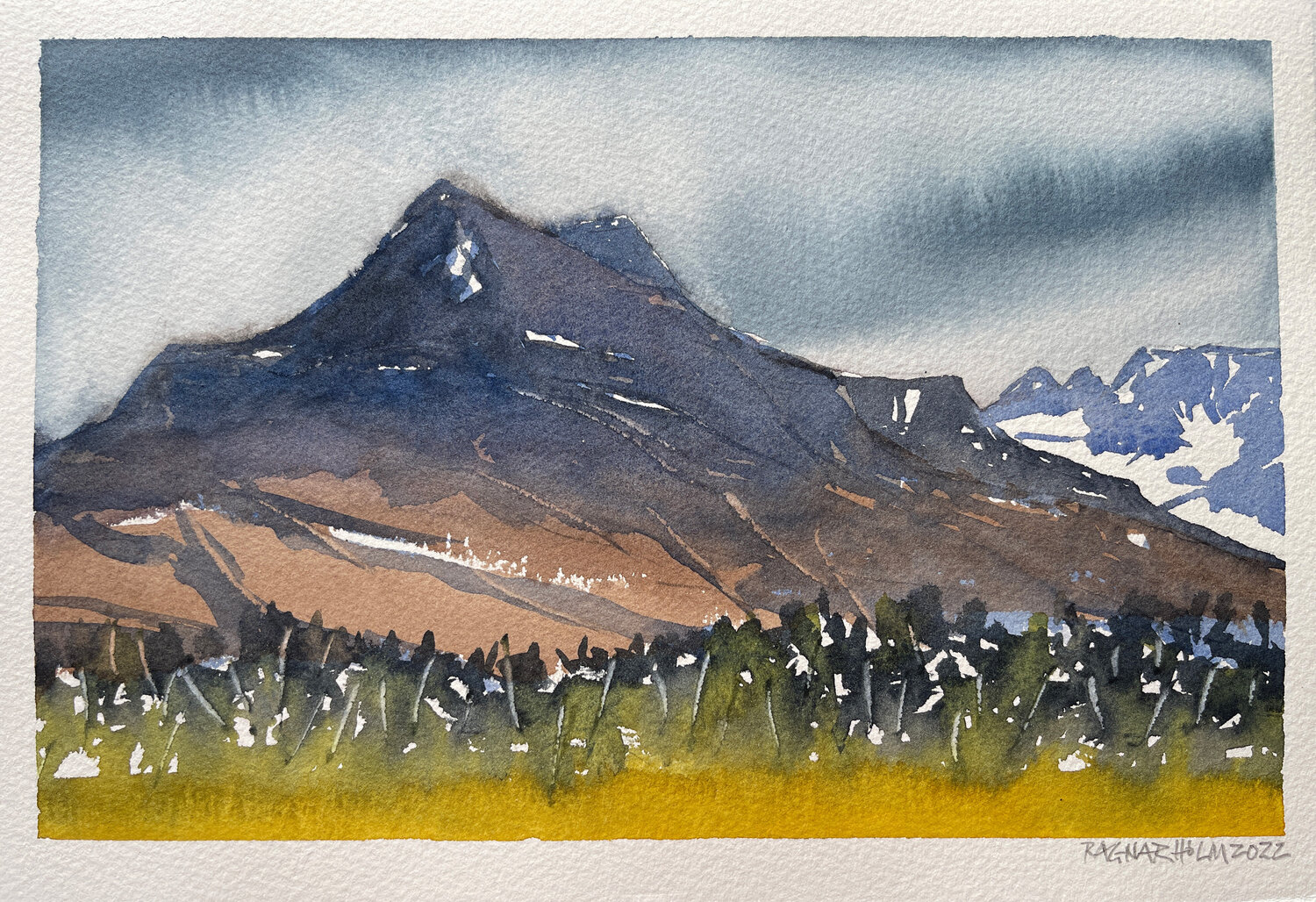 Mt. Súlur by Ragnar Hólm Ragnarsson (2022) : Painting Watercolor on ...