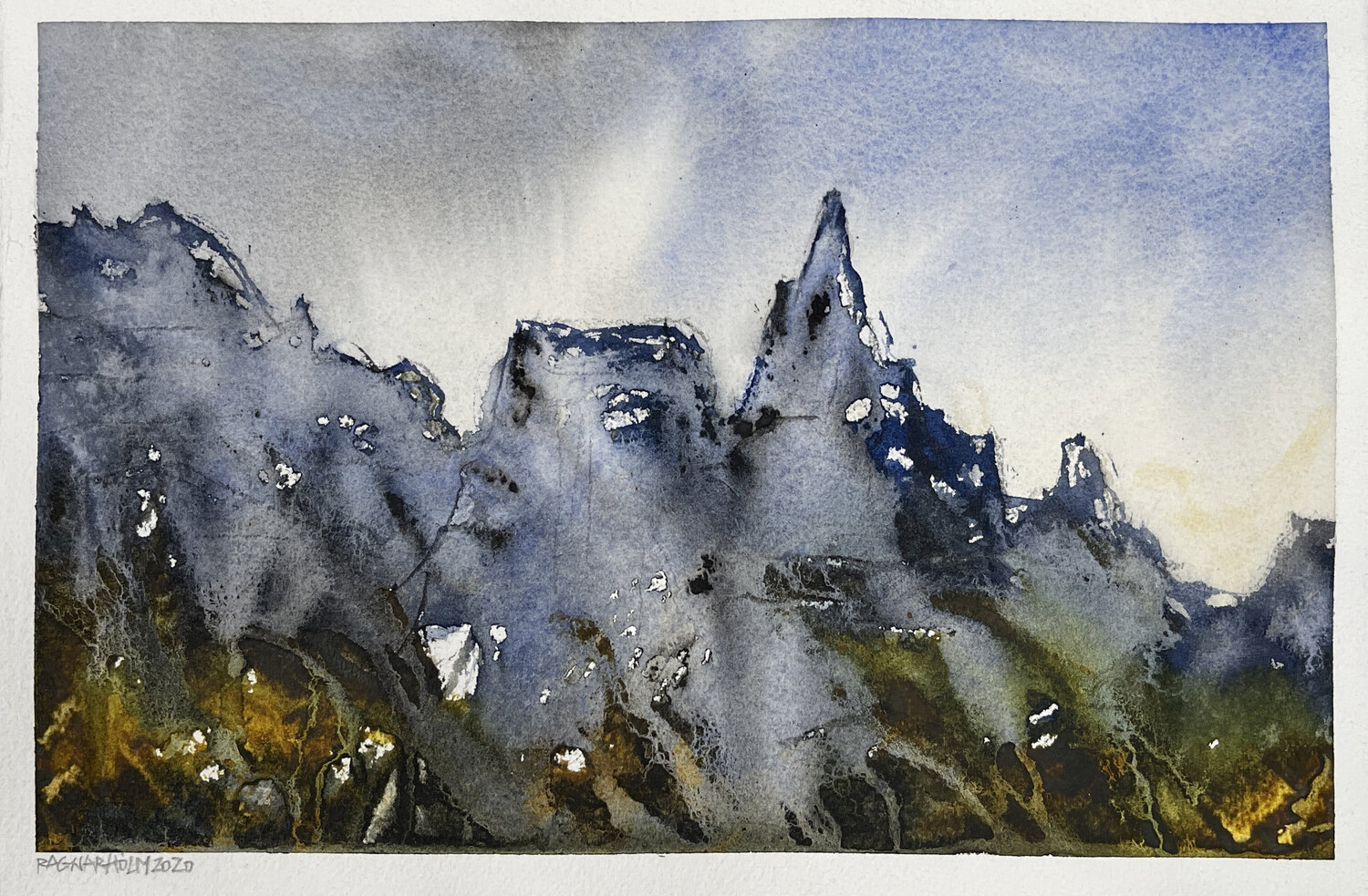 Hraundrangi by Ragnar Hólm Ragnarsson (2020) : Painting Watercolor on ...