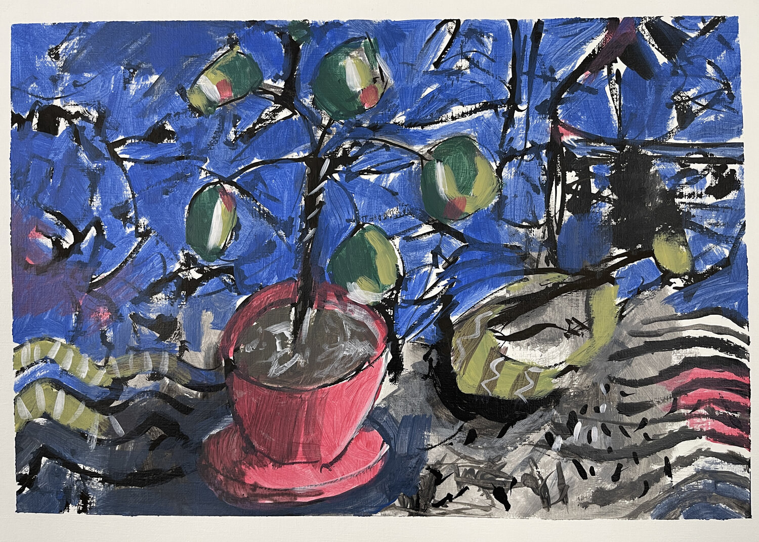 The Pink Flower Pot von Ragnar Hólm Ragnarsson (2023): Malerei Acryl ...