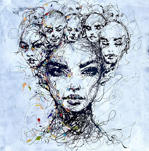 A SPLIT MIND by Ole Hedeager (2025) : Painting Oil, Watercolor on ...